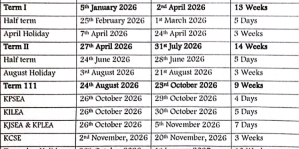 Ministry Of Education Releases Academic Term Dates For 2026